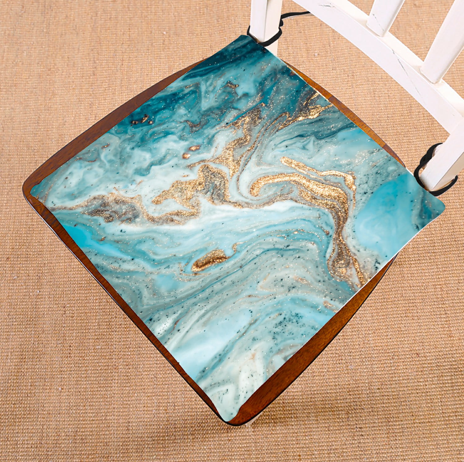 ABPHQTO Marble Texture Eastern Technique Ebru Chair Pad Seat Cushion ...