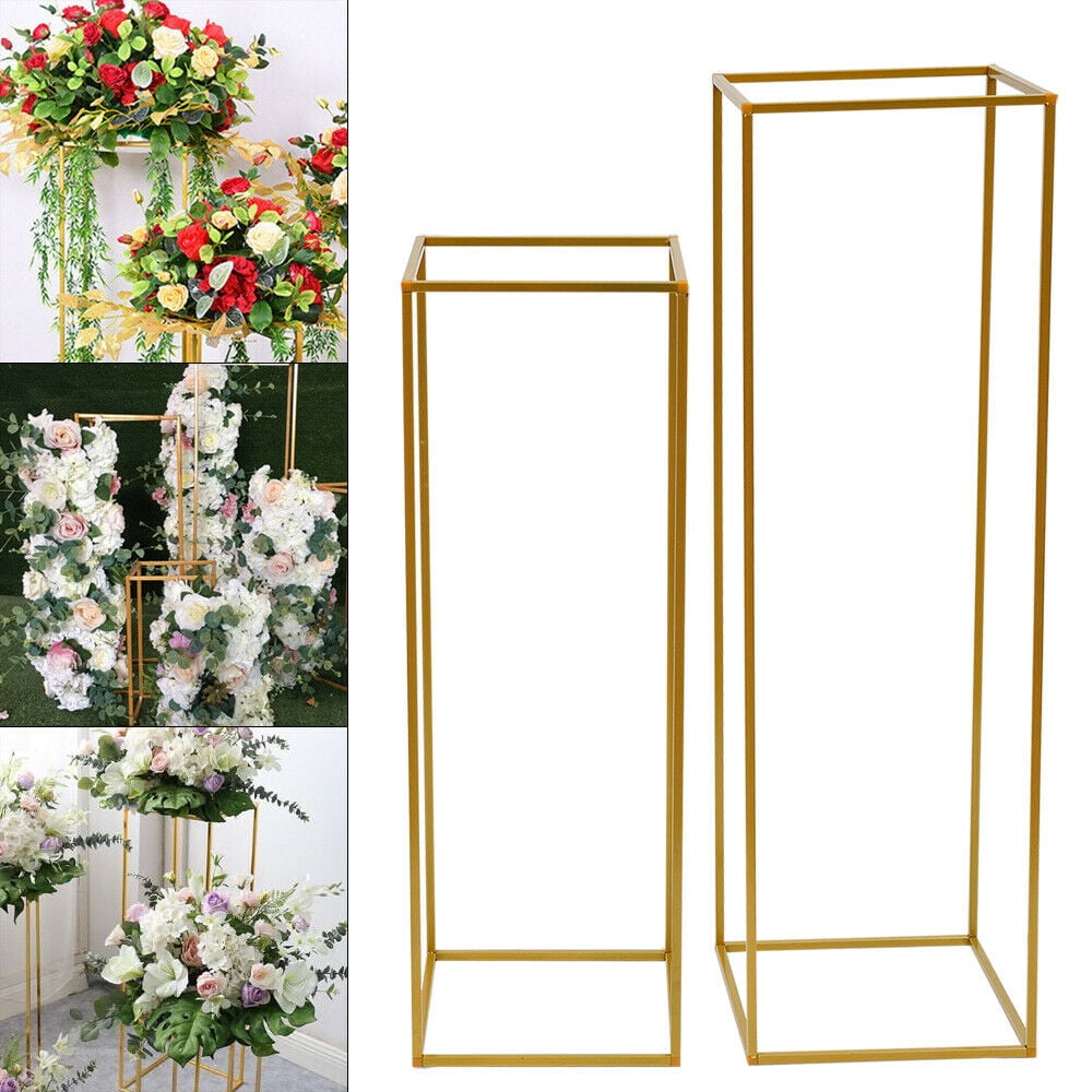 2Pc Metal Flower Stand Road Lead Geometric Column Wedding Party Decor ...