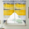 Abstract Gray Yellow Swag Curtain Valance for Window 2 Panels Strip ...
