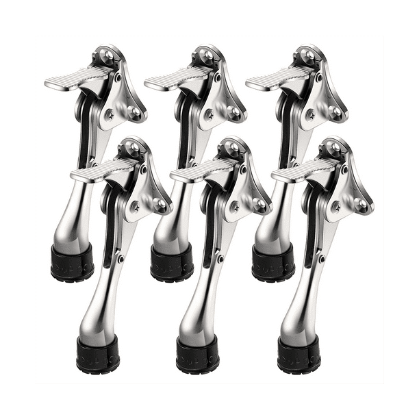 6 x Heavy Duty Door Stops for Bottom with Adjustable Rubber Tips Spring ...
