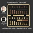 KiddiTouch 15 inch Magnetic Wooden Chess Set 2 in 1 Folding Chess Board ...