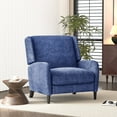 Oversized Textured Fabric Pushback Recliner, Navy Blue and Dark Brown ...