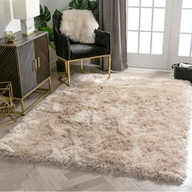 Well Woven Kuki Chie Glam Solid Textured Ultra-Soft Beige 2'3" x 7'3 ...