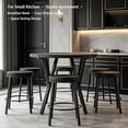 MOONMISS Wooden Round Dining Table with 4 Swivel Wooden Stools, 5 Piece ...