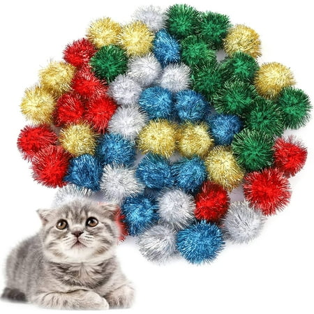 50Pcs Cat Balls Toys for Indoor Cats, 1.5 inch Cat Sparkle Balls ...