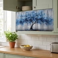 Blue Floral Cabinet Curtains 35"W x 35"L, Classical Flower Botanical ...