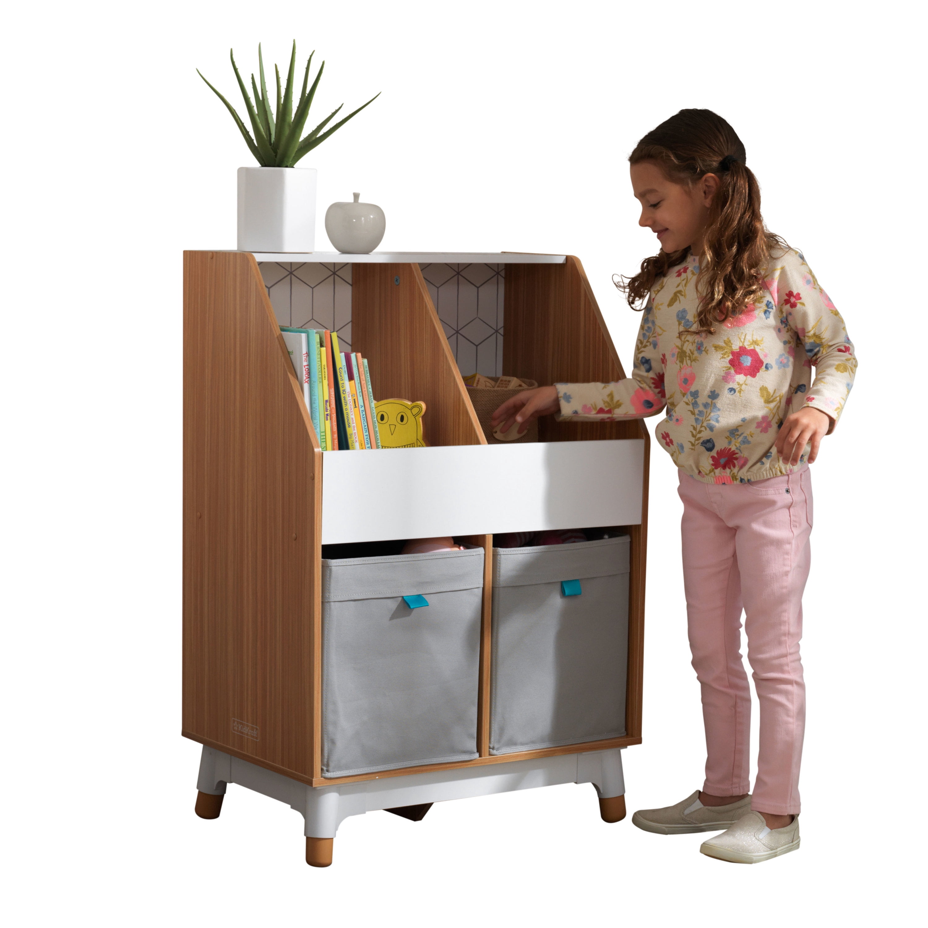 KidKraft Mid-Century Kid™ Wooden Bin Storage Unit, Toy Box, Furniture ...