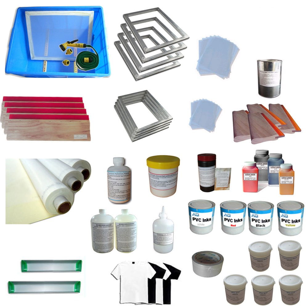 TECHTONGDA Full Set 4 Color Screen Printing Materials Kit DIY Tools ...