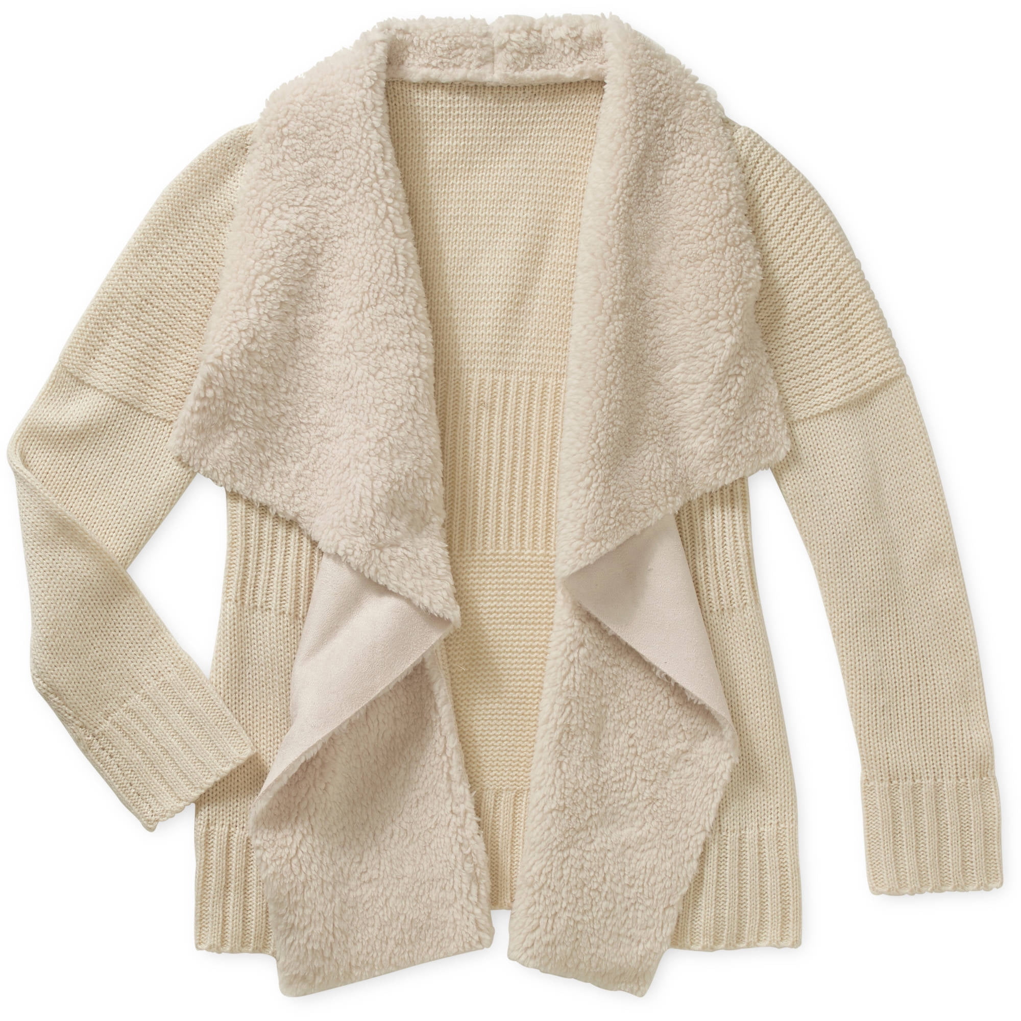 Derek Heart Girls 7-16 Sherpa Open Cozy Sweater(Cream 7/8) - Walmart.com