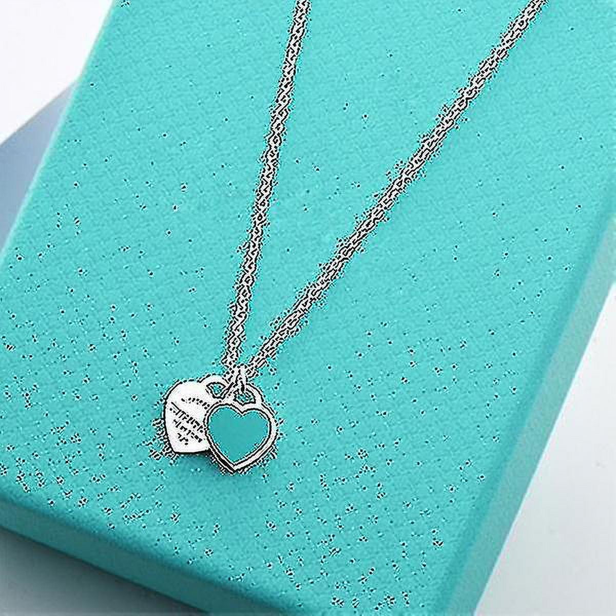 Collar Tiffany clásico con colgante de doble corazón en plata azul 925 (hy) YONGSHENG HD Smart ...