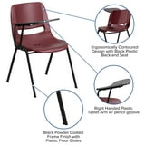 Emma + Oliver Burgundy Ergonomic Shell Chair with Left Handed Flip-Up ...