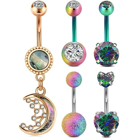 KSCD 14G Belly Button Rings Surgical Stainless Steel Skull Hand Belly ...