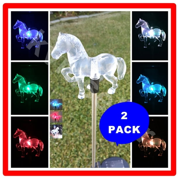 2 Pack Solar Acrylic Horse Garden Stake Pathway Lawn LED - Walmart.com ...