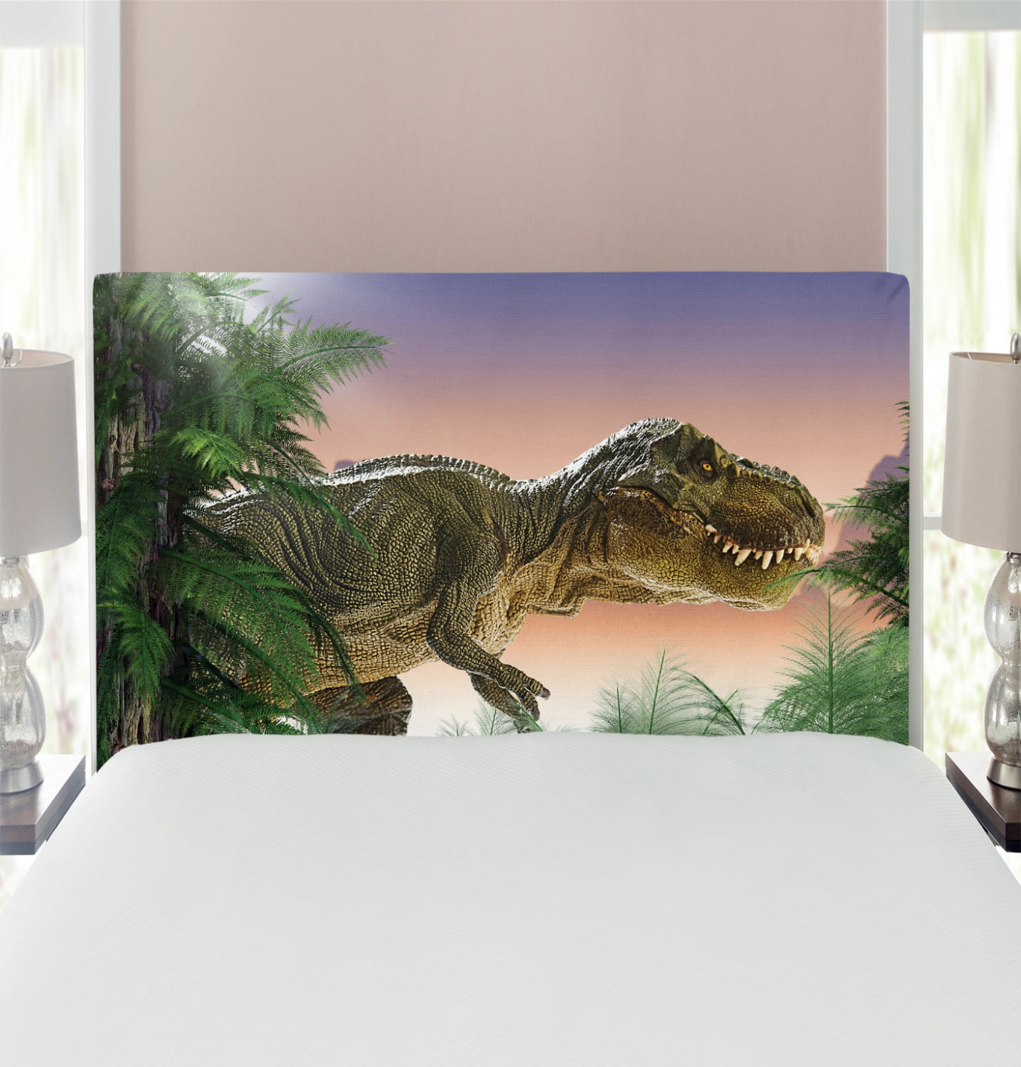 Jurassic Headboard, Dinosaur in the Jungle Trees Forest Nature Woods ...