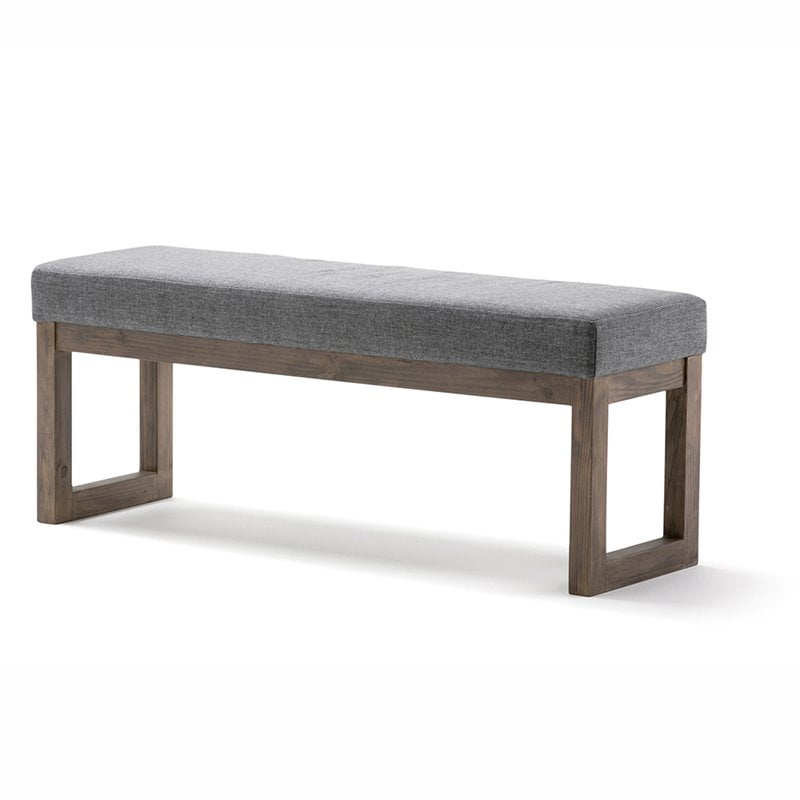 Milltown 44 " W Rectangle Large Ottoman Bench in Gray Linen Look Fabric ...