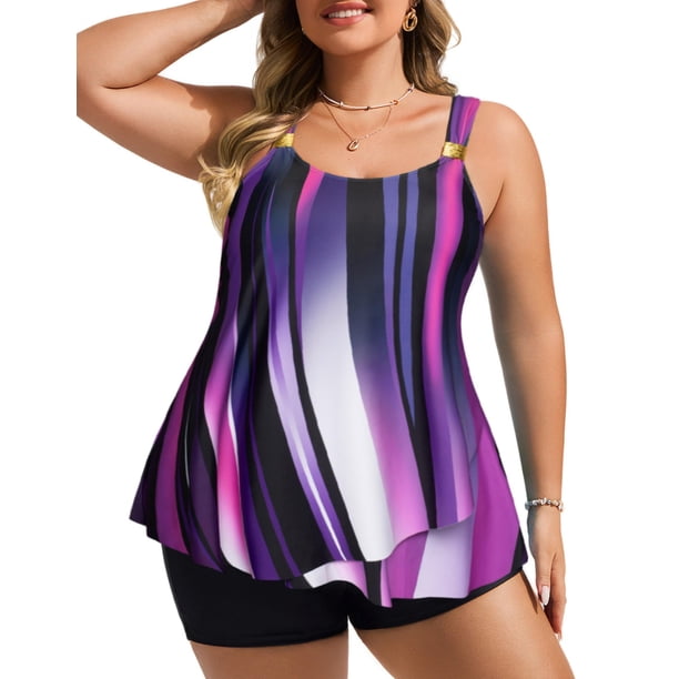 Bañador Tankini Hanna Nikole para mujer, talla grande, color morado ...