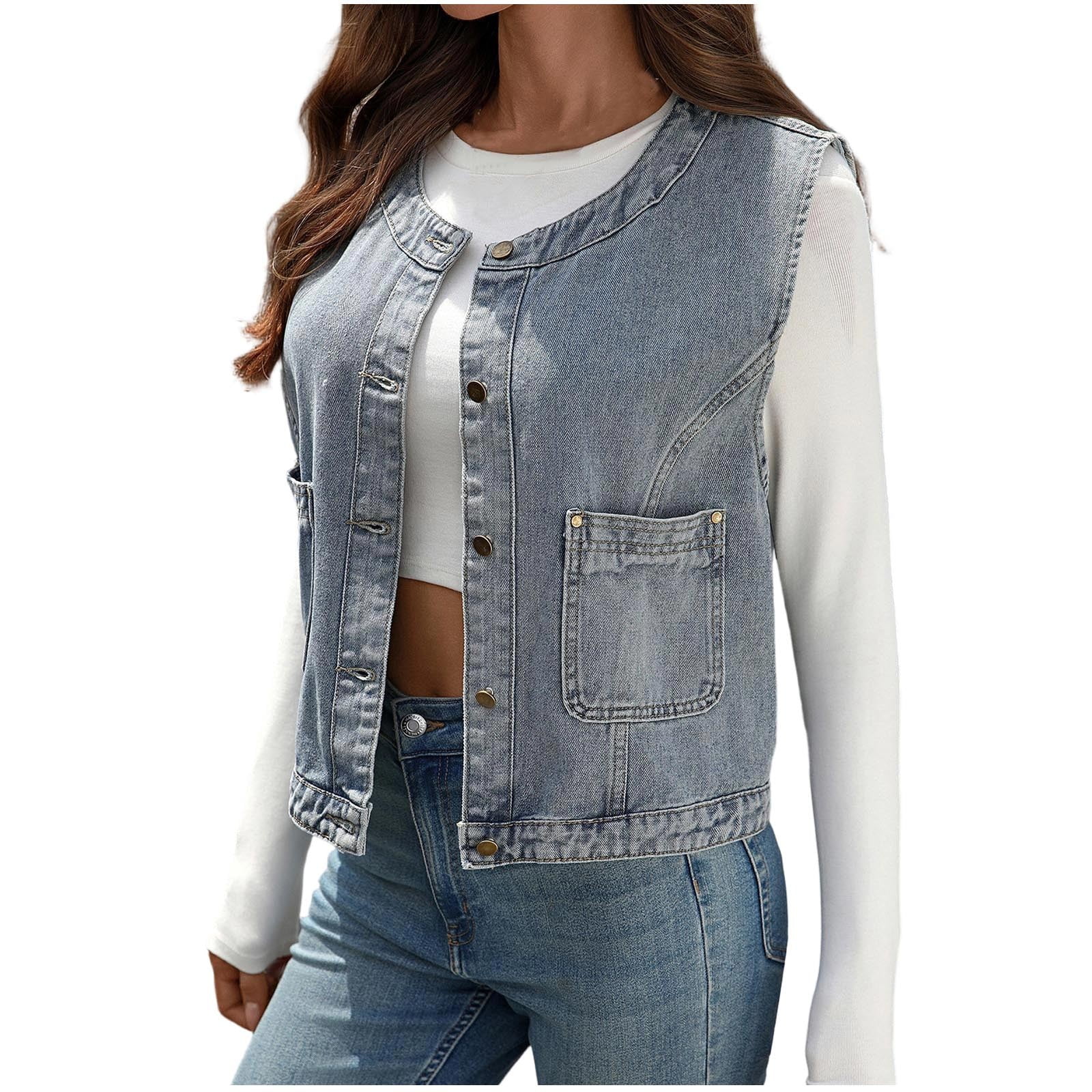 Click here for Rxmekw Denim Vest For Women Sleeveless Lace-Up Cro... prices