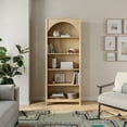 Prepac Ark 78" Tall 5-Tier Arched Bookcase in Natural Oak, Modern ...