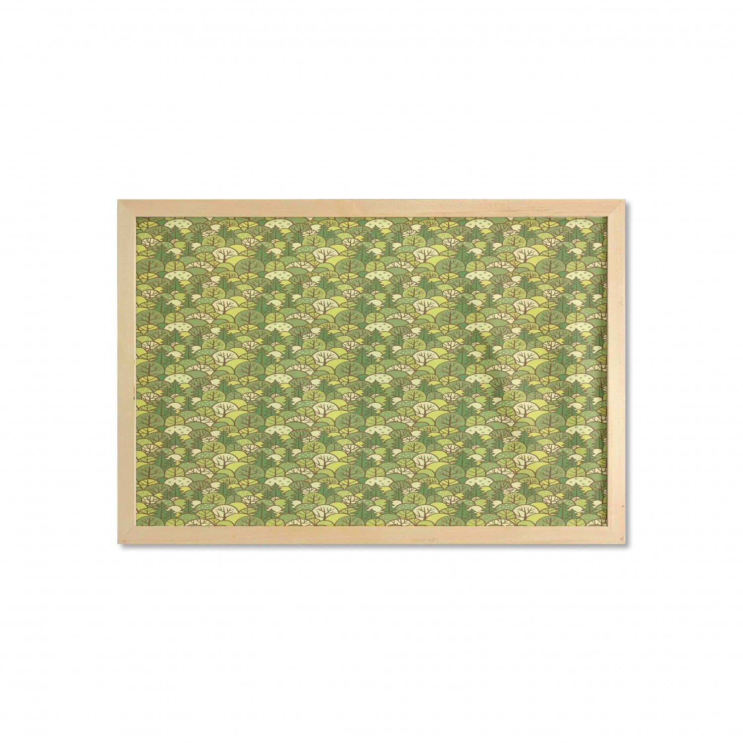 Forest Wall Art with Frame, Repetitive Pine Trees Cartoon Spruce ...