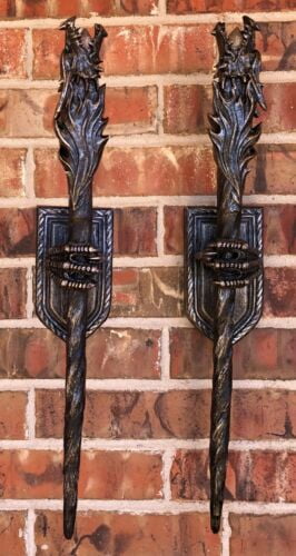 Ebros Set of 2 Left & Right Medieval Dragon Scepter Color Changing LED ...