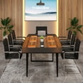 8FT Boat-Shaped Conference Table, Meeting Table with Rectangle Grommet ...