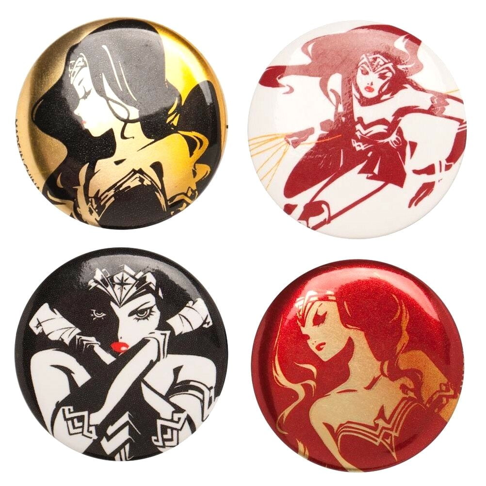 Wonder Woman Button Set of 4 DC Packaged Fan Pins - Walmart.com