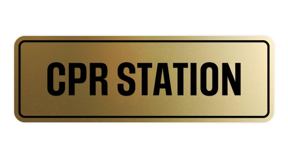 Standard Cpr Station Sign (Brushed Gold) - Large 3" X 9" - Walmart.com