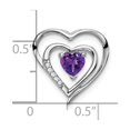 14k White Gold Double Heart Pendant Necklace with Purple Amethyst and ...