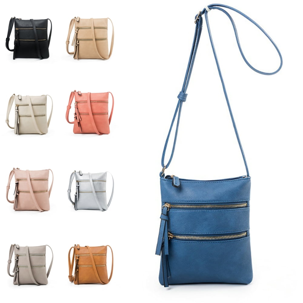 Avamo Leather Crossbody Handbag for Women, Multi Pocket Zipper Purse ...