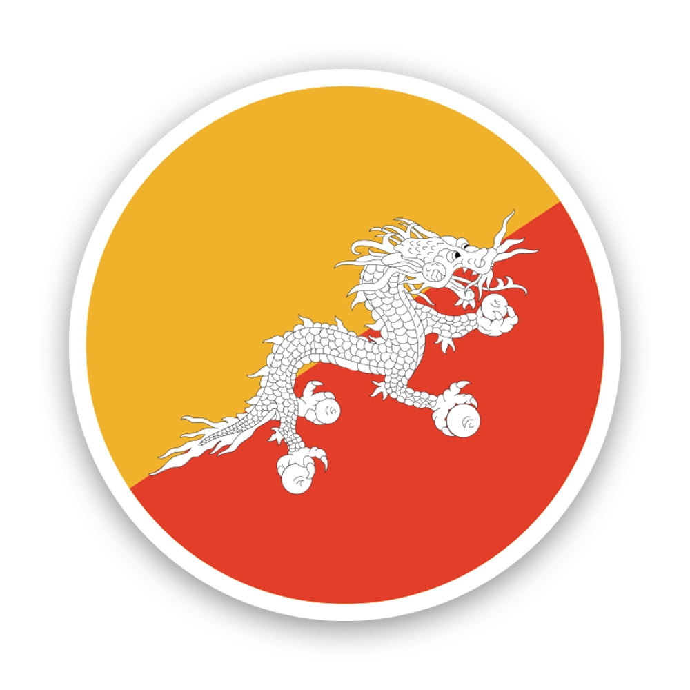Round Bhutanese Flag Sticker Decal - Self Adhesive Vinyl - Weatherproof ...