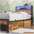 CHAMPFLAG RGB LED Headboard Twin Bed Frame with USB Charger, Storage ...