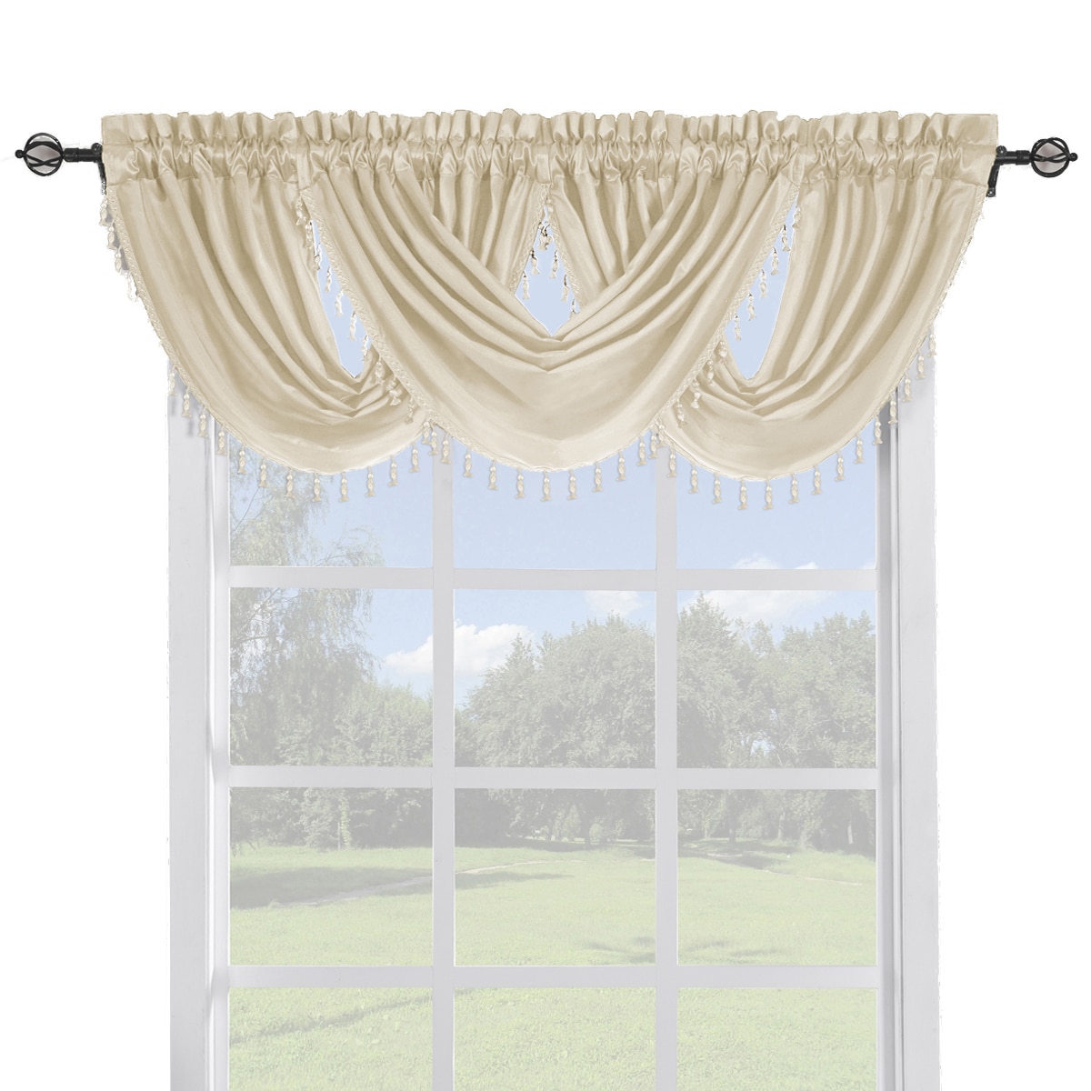 Single Soho Faux Silk Waterfall Window Valance- Ivory - 57x37 - Walmart.com