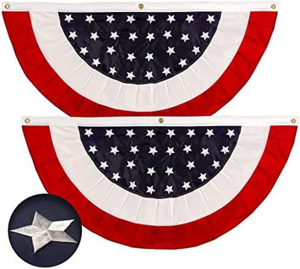 - 2 Pack: Pleated Fan Flag 1.5X3ft Star Center Embroidered Polyester ...