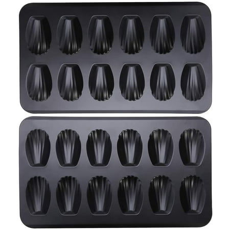 2 Pack Nonstick Madeleine Pan, 12-cup Heavy Duty Shell Shape Baking ...