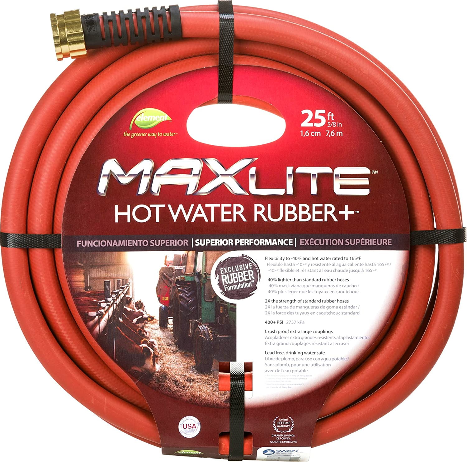 Swan Hose 25' Red Rubber Hot Water Hose - Walmart.com