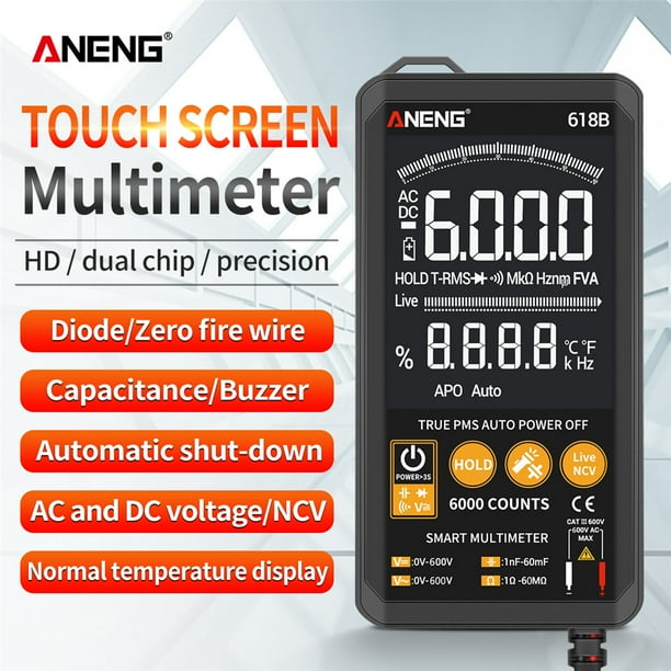 ANENG 618C Digital Multimeter Smart Touch DC Analog Bar True RMS Auto ...