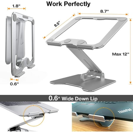 Laptop Stand, Height Angle Adjustable Aluminum Laptop Holder ...