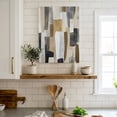 Abstract Color Block Canvas Wall Art for Living Room, Brown Geometric ...