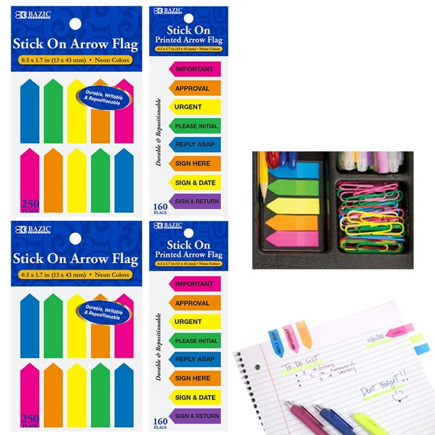 820 Sheets Neon Sticky Notes Flags Arrow Memo Sign Here Tabs Classroom ...