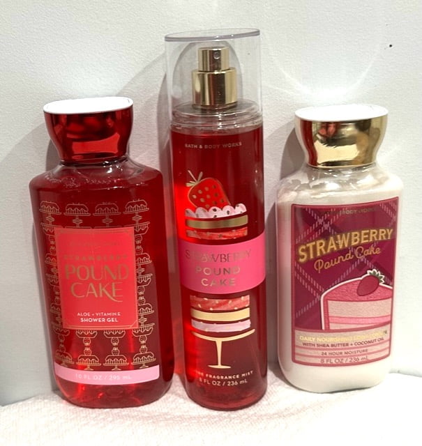 Bath & Body Works Strawberry Pound Cake Trio Set ( Body Lotion ...