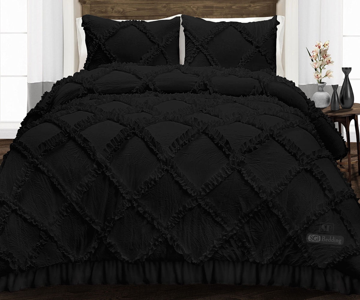 SGI Oversized /Palatial King Diamond Ruffle Comforter Set Microfiber 3 ...