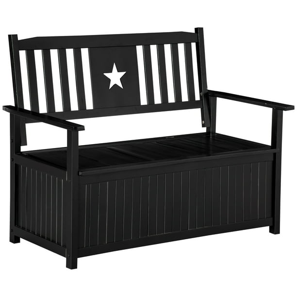 Outsunny Outdoor Wooden Storage Bench Deck Box Black