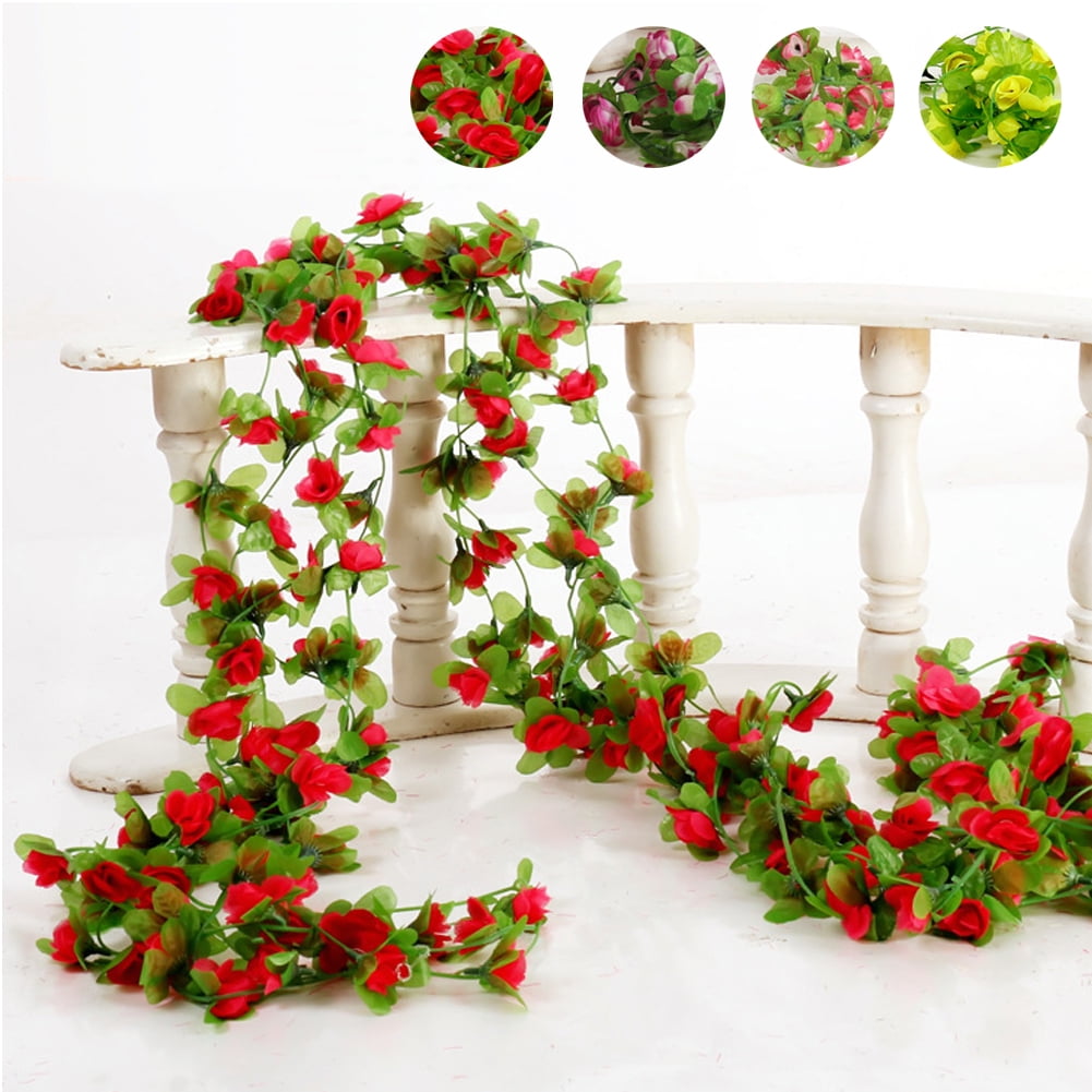 Sunjoy Tech 5 Pack Artificial Rose Vine Flowers Plants Fake Flower Vine ...