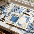Jacone 24 Sheets Scrapbook Paper Vintage Blue Floral Pattern Double ...