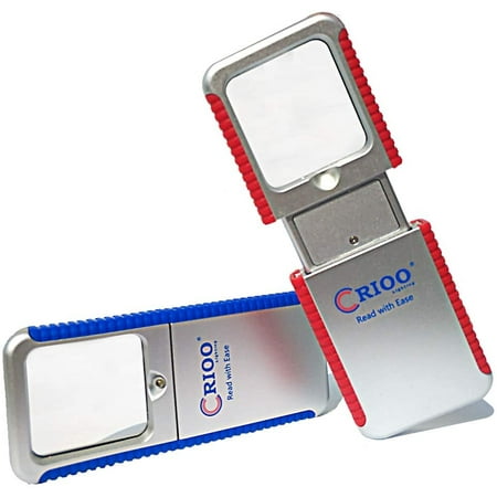 LED Lighted Sliding Pocket Magnifying Glass,3X HandHeld Lighted Magnify ...