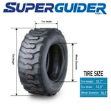 LIBRA Super Guider Heavy Duty Skid Steer Tire Set, 12-16.5/12PR SKS1 for Bobcat with Rim Guard ...