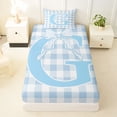 Catabedysis Blue Ribbon Bows Twin Sheets,Geometric Plaid Alphabet G ...