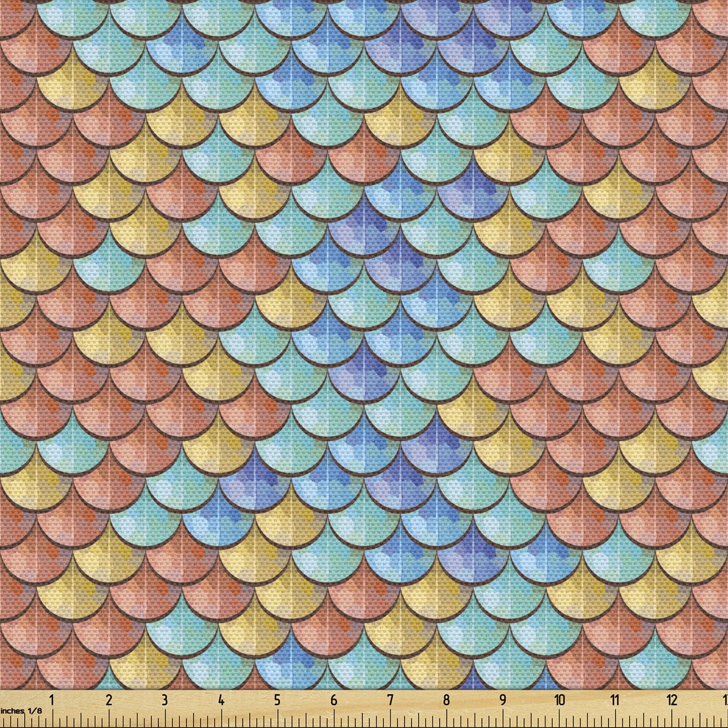 Fish Sofa Upholstery Fabric by the Yard, Maritime Animal Scales Pattern ...