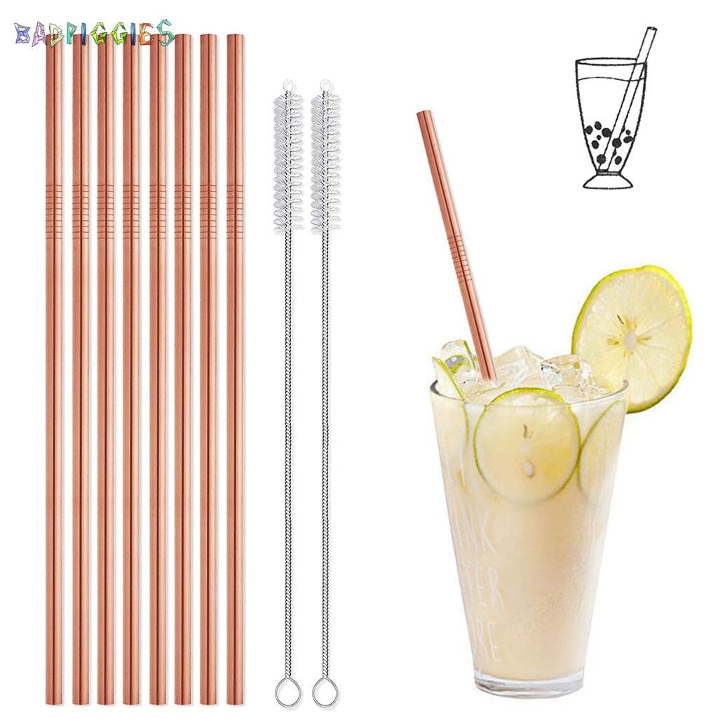 BadPiggies Set of 8 Reusable Stainless Steel Drinking Straws 10.5 ...