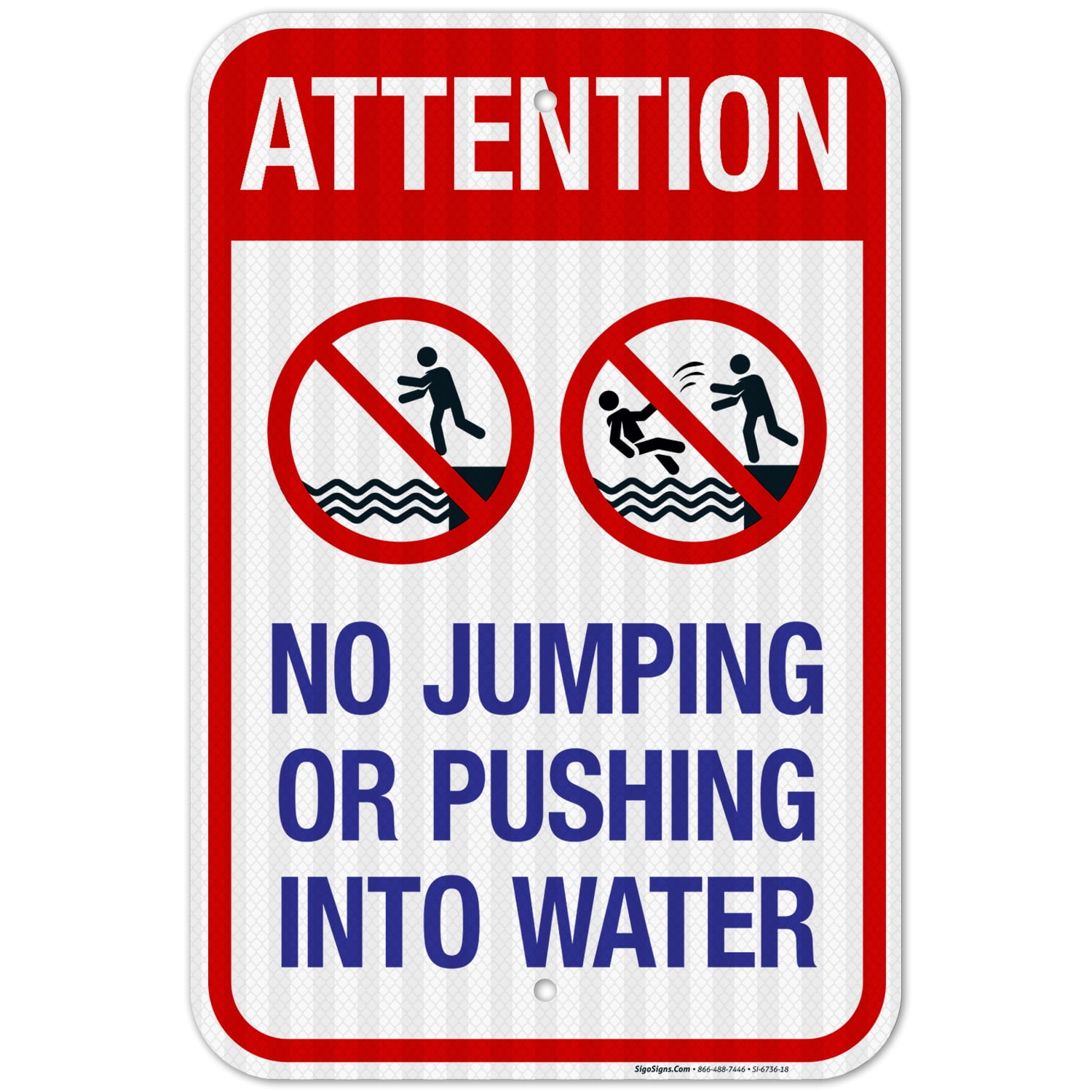 Attention No Jumping Or Pushing Into Water Sign, Pool Sign, - Walmart.com